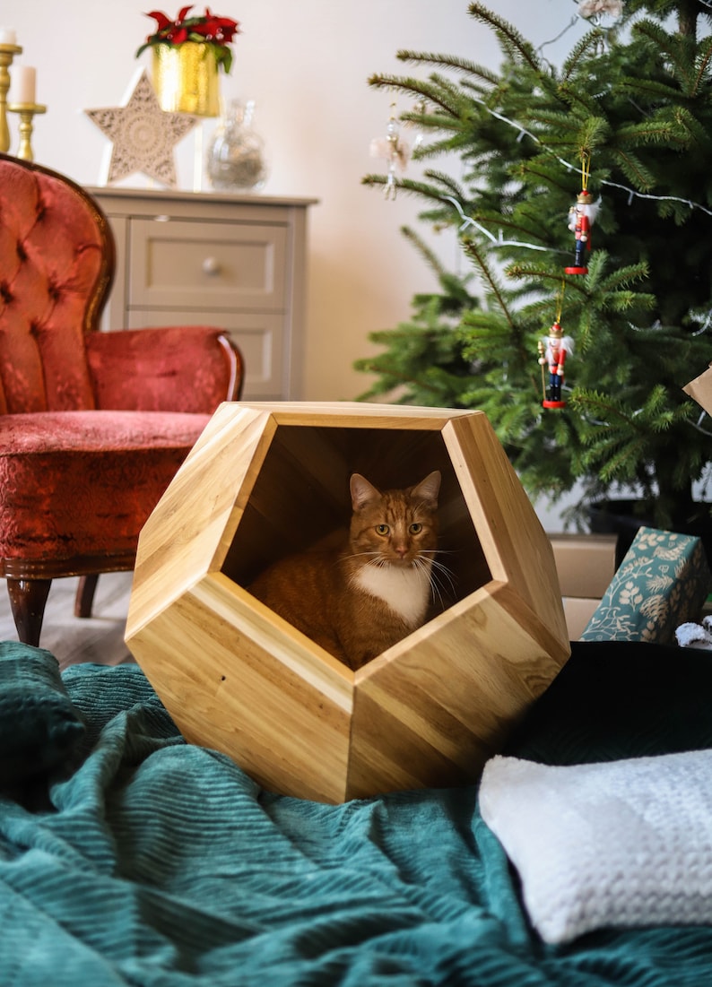 Modern Ash & Oak Cat Bed Cave: Multipurpose Side Table - Etsy UK