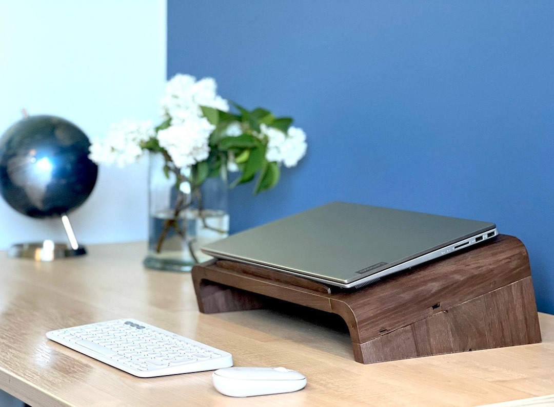 Walnut Laptop Stand Oak Wood Laptop Riser Laptop Desk MacBook Stand ...