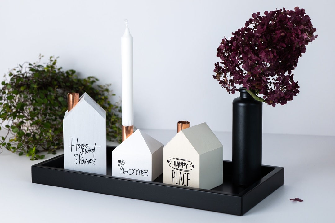 Modern Housewarming Gift Set of 3 Candle Holders With or Without Tray ...