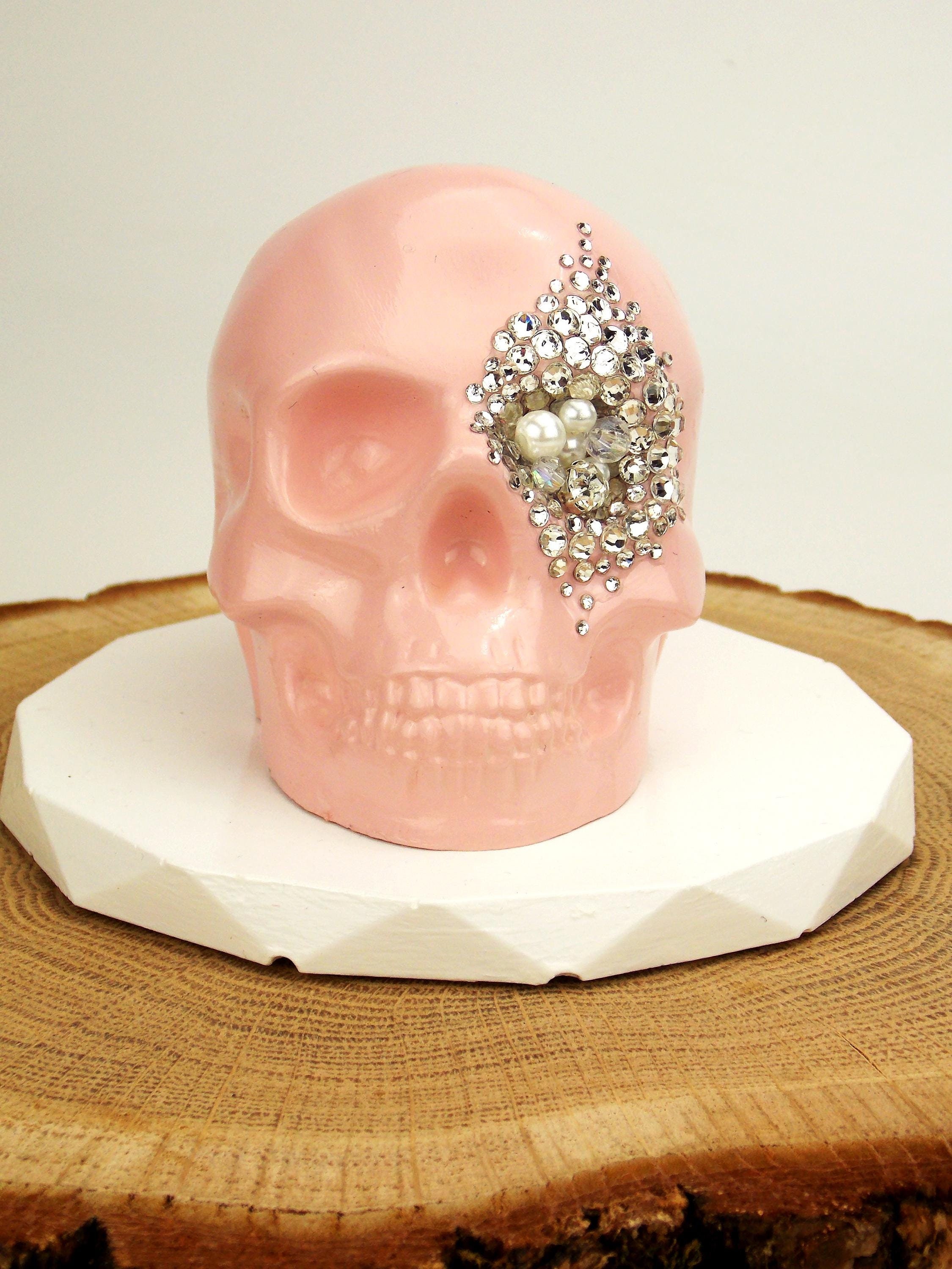 Pastel Pink Skull Decor Unique Gothic Sculpture Elegant Skull ...