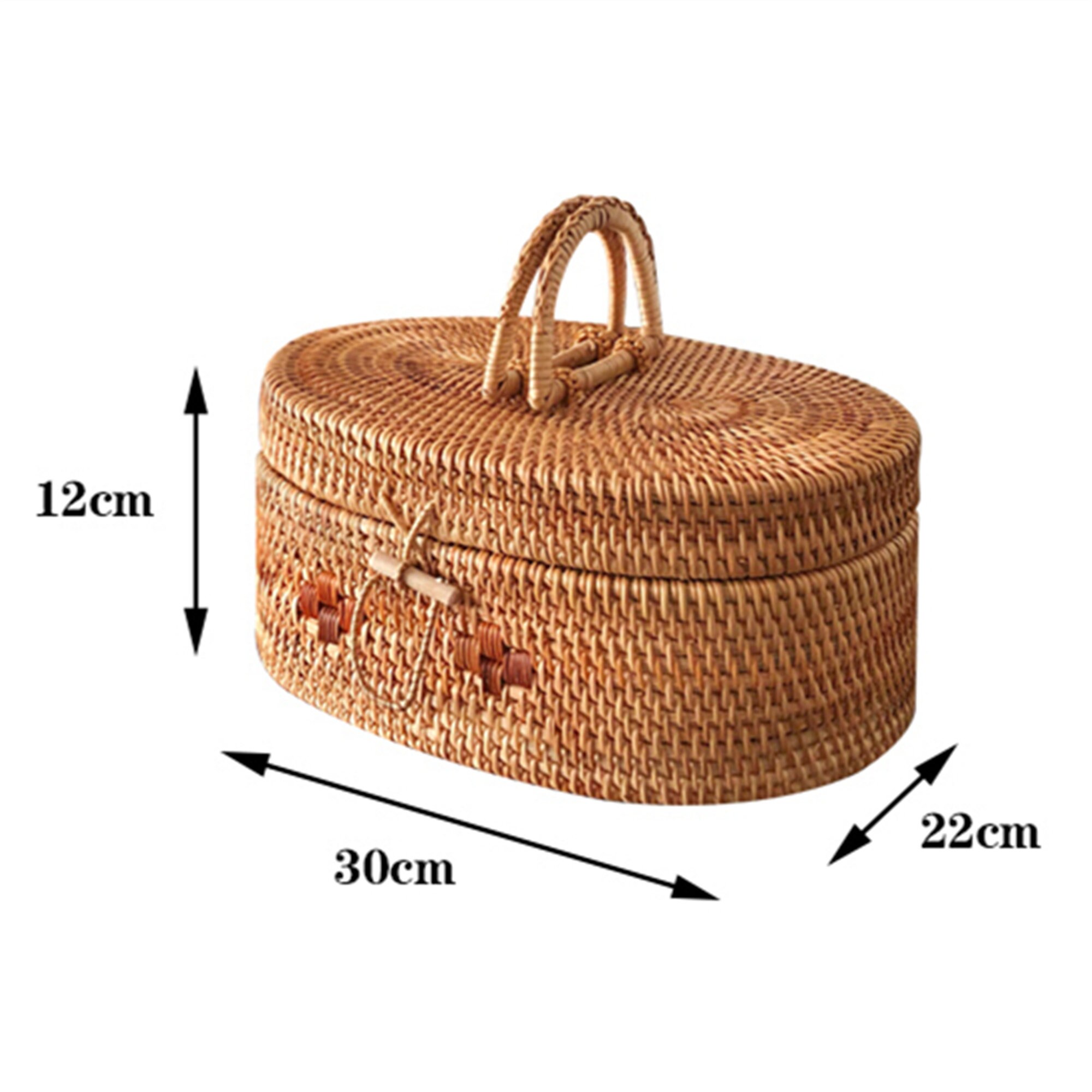 Round Rattan Woven Storage Basket With Lid,rattan Storage Box,picnic ...