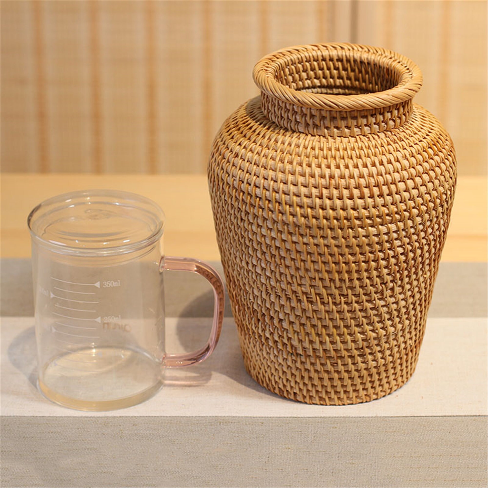 Rattan Flower Vaserattan Flower Basketnatural Woven Flower - Etsy