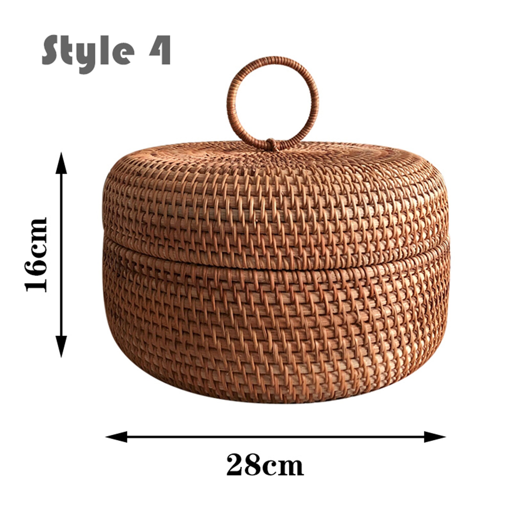 Rattan Weave Round Storage Basket With Lidhandcrafted Desktop | Etsy