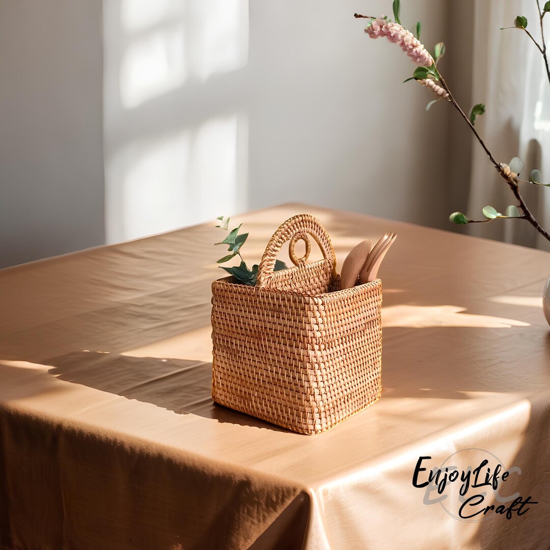 Rattan Desktop Storage Basket,rattan Square Storage Box,creative ...