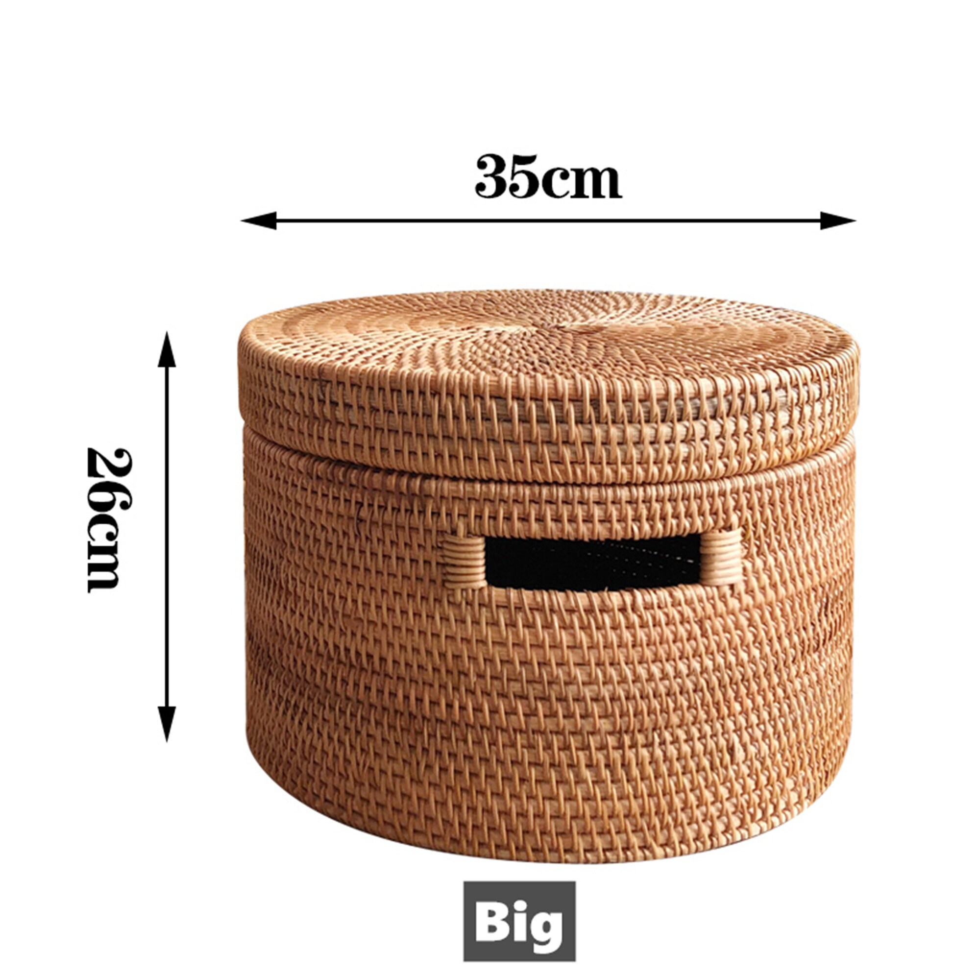 Round Rattan Woven Storage Basket With Lidrattan Storage - Etsy