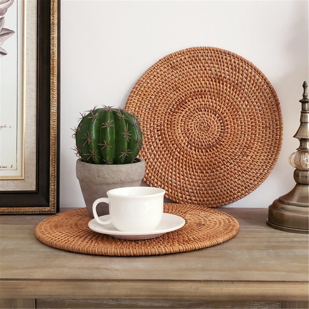 Round Rattan Placematbraided Mat Heat Resistant Hot - Etsy