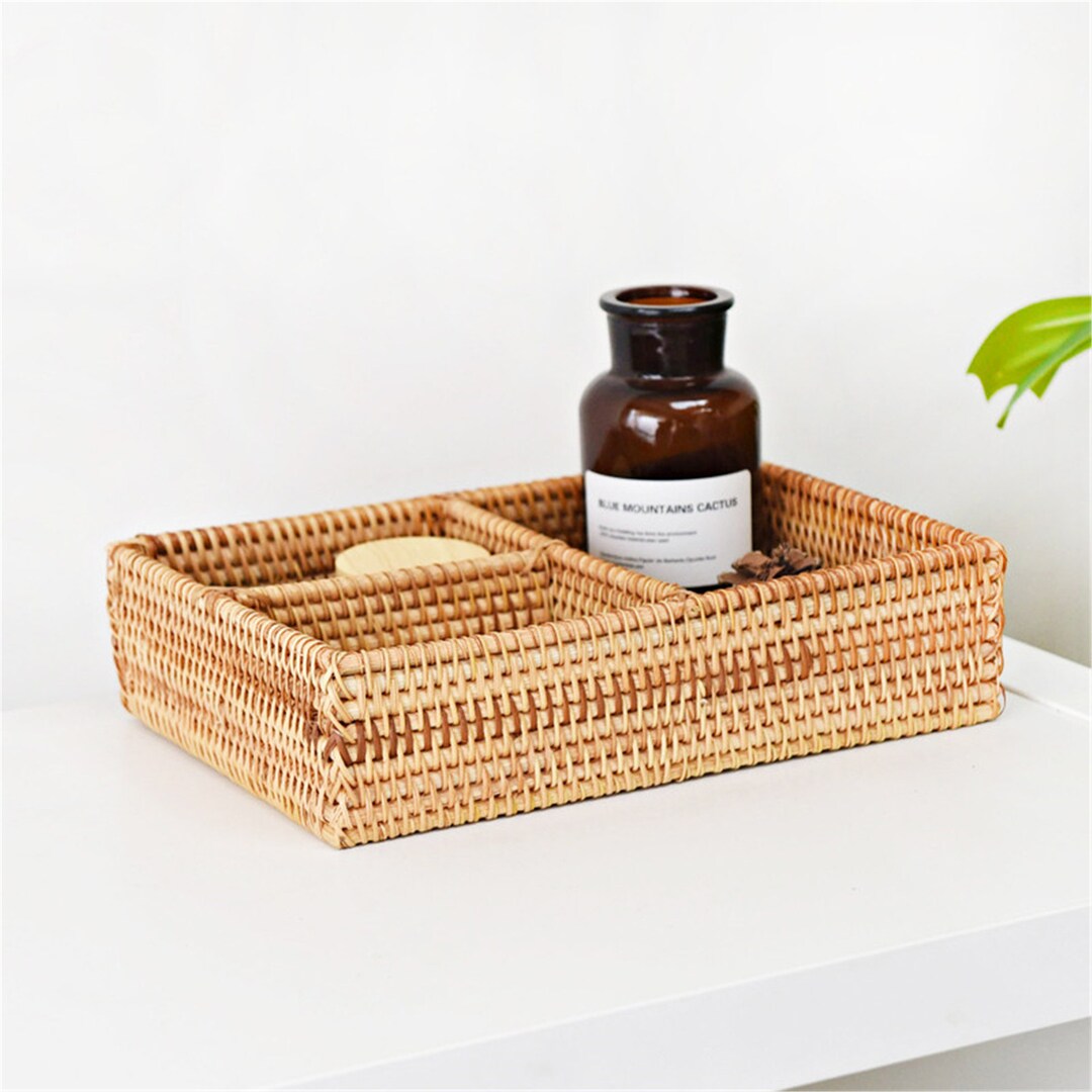Rattan Woven Square Storage Basketrattan Cosmetic Storage - Etsy