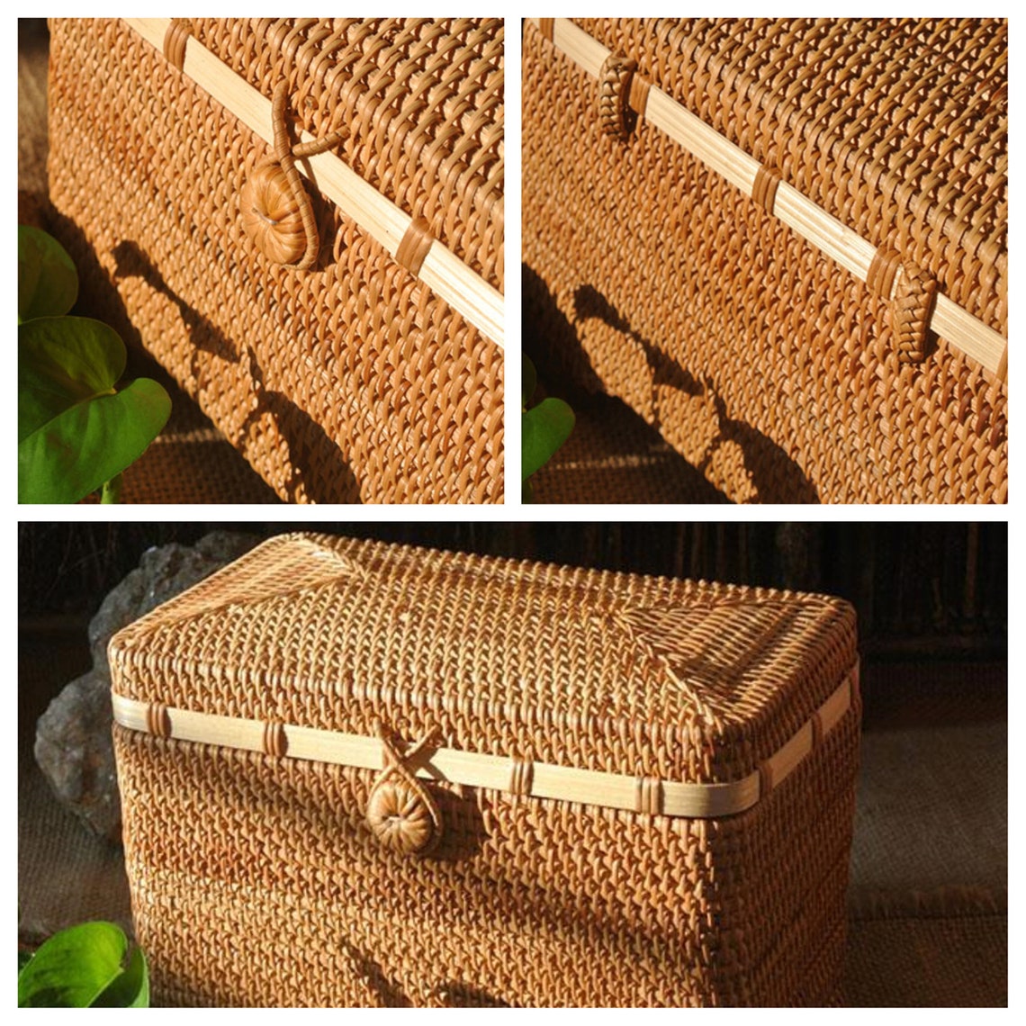 Square Rattan Woven Storage Basket With Lidrattan Storage - Etsy