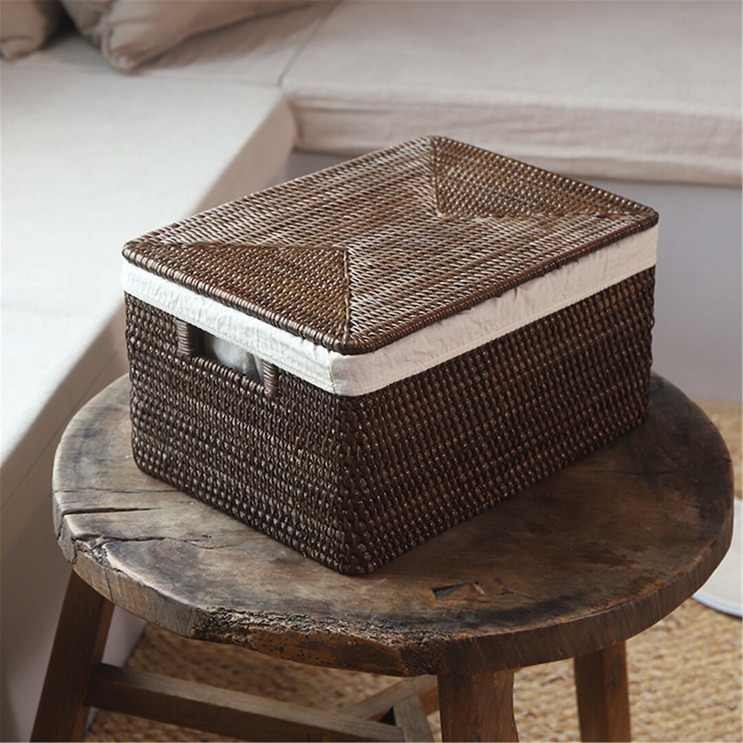 Rattan Weave Square Storage Basket,rattan Storage Basket With Handle ...
