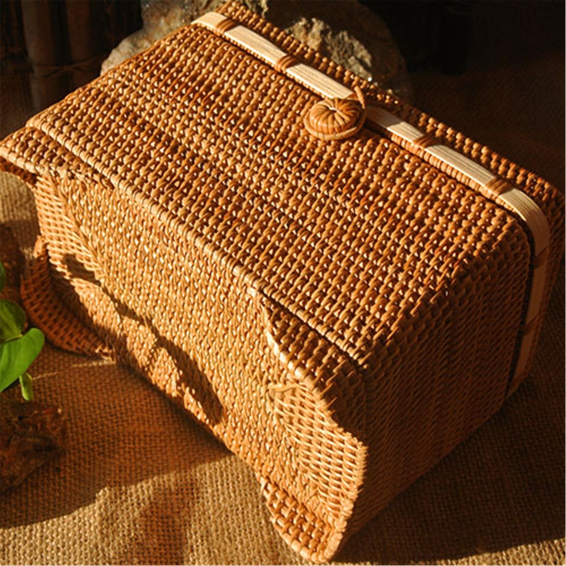 Square Rattan Woven Storage Basket With Lidrattan Storage - Etsy