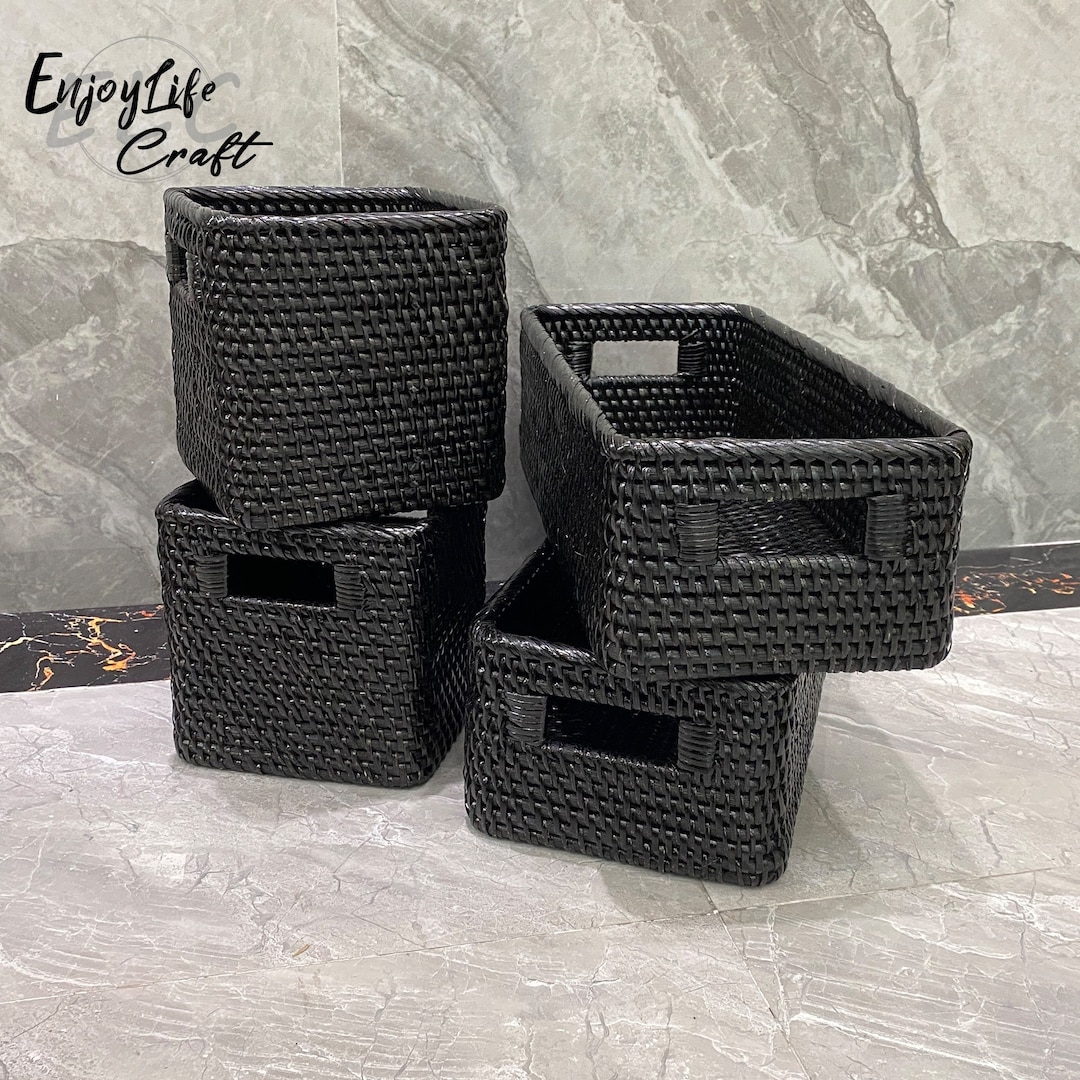 Black Color Rattan Weave Storage Basket,mudroom Cabinet Basket,cubbies ...