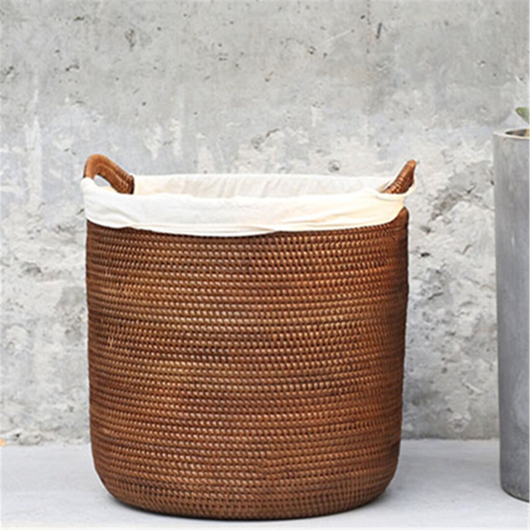Rattan Weave Round Storage Basket,rattan Storage Basket With Handle ...