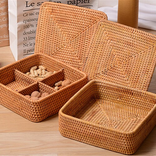 Round Rattan Woven Storage Basket With Lidrattan Storage - Etsy