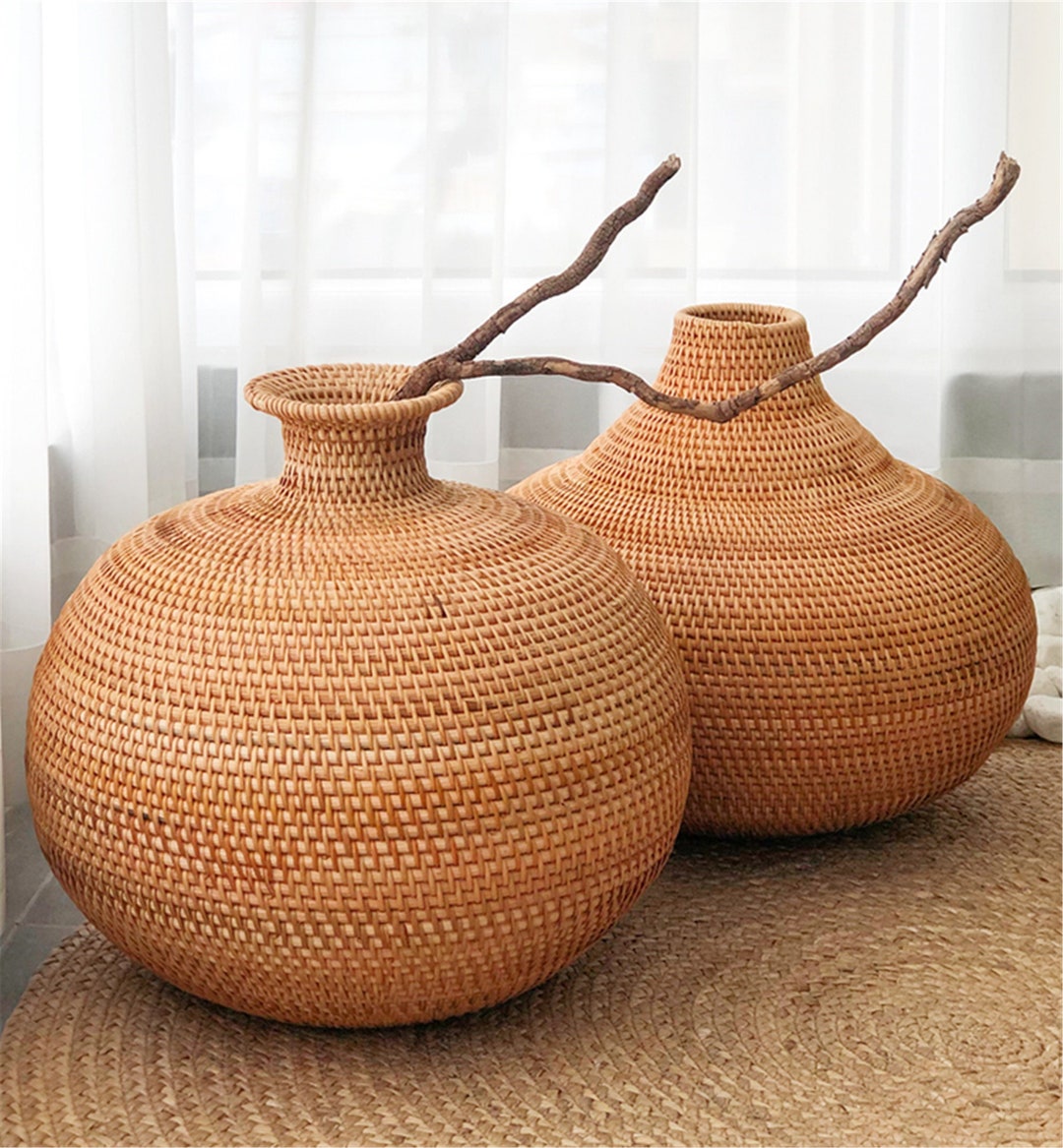 Rattan Flower Vaserattan Natural Woven Flower - Etsy