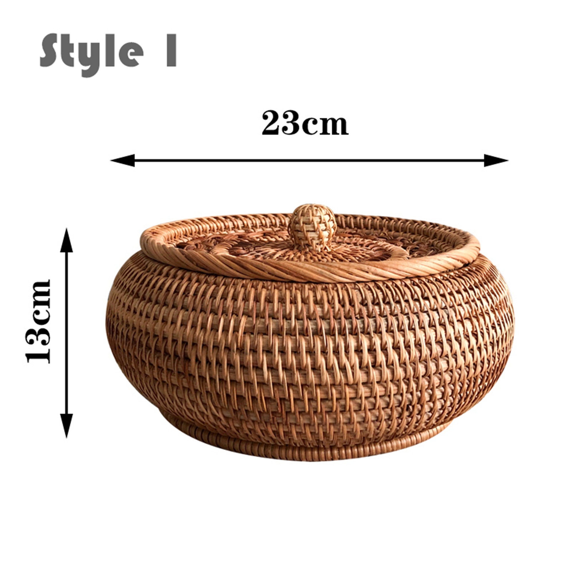 Rattan Weave Round Storage Basket With Lidhandcrafted Desktop | Etsy