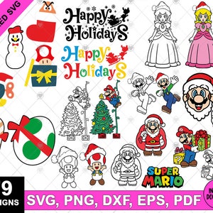 Super Mario Svg Clipart Bundle, Mario Christmas SVG Cut Files for ...