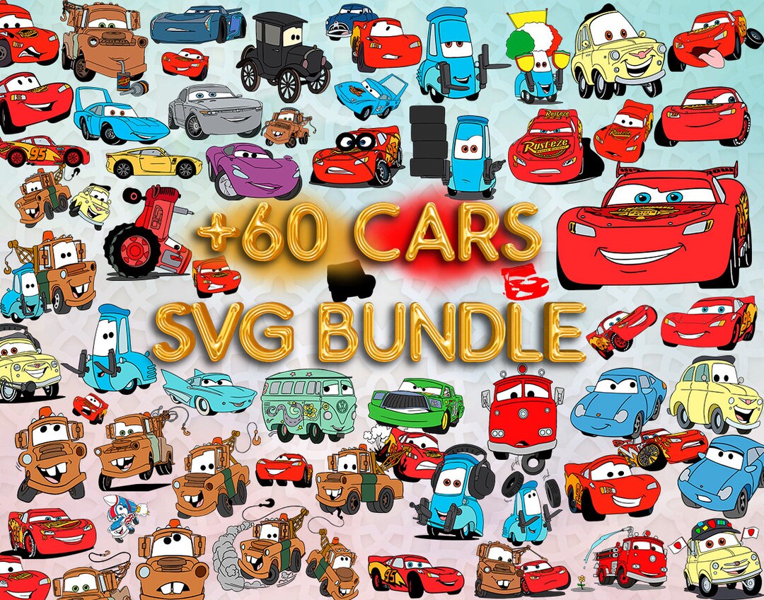 LAYERED SVG Bundle, Cars Svg Bundle, Lightning Mcqueen Cars Vector Svg ...
