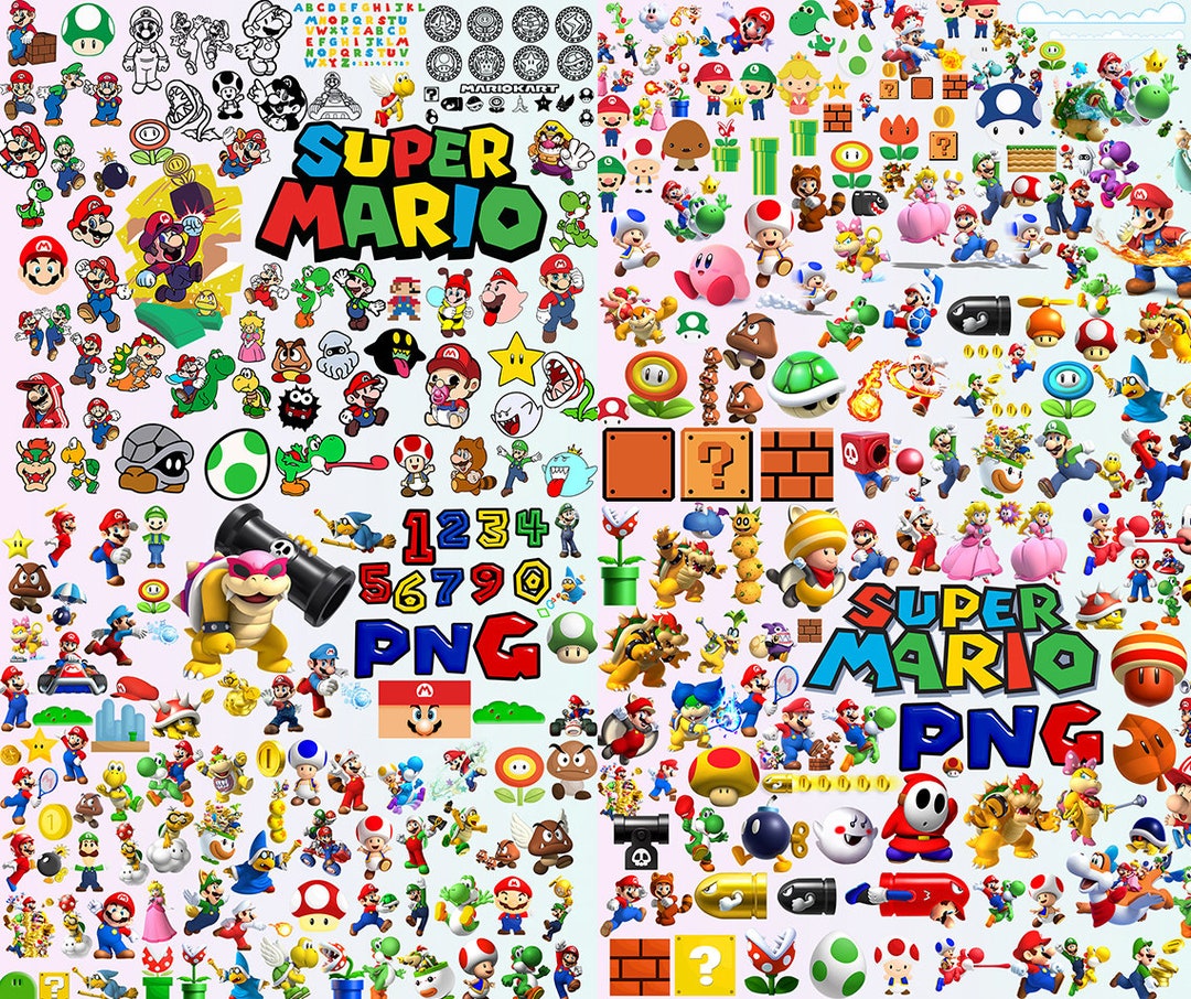 Super Mario SVG Bundle, Mario Set, Paper Mario, Luigi, Mario Characters ...