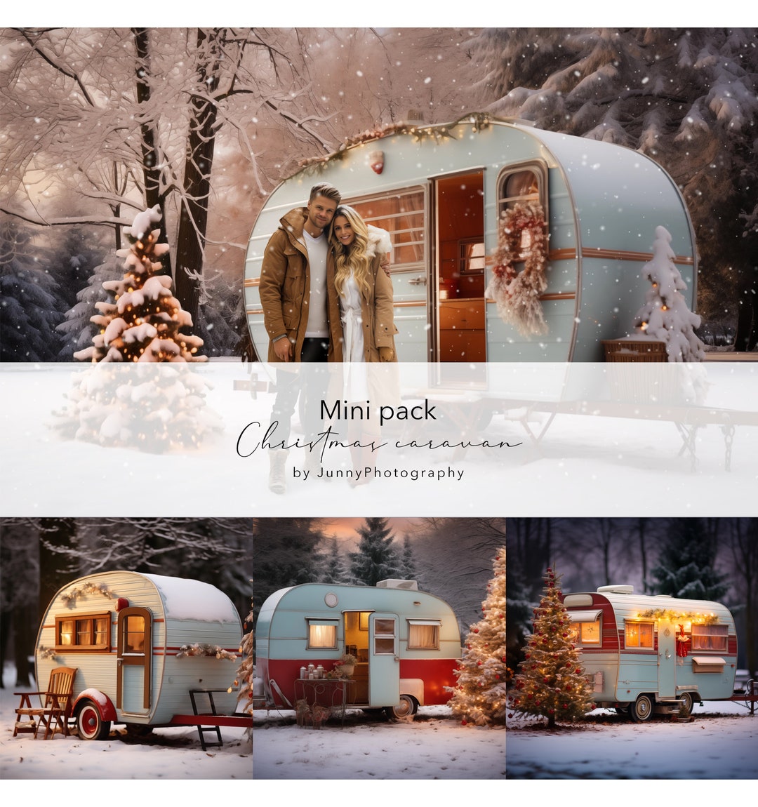 6 Digital Background of Christmas Caravan Scene for Photoshop ...