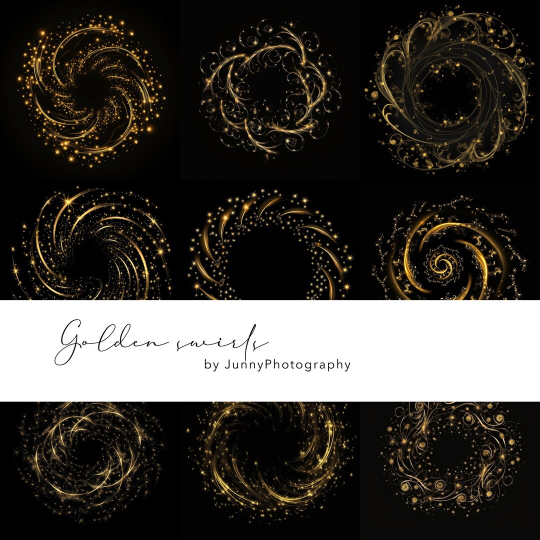 9 Golden Swirls Overlay for Photoshop, Photography Background, Fine Art ...