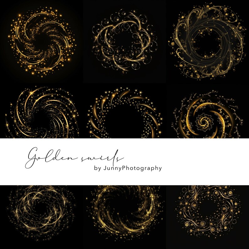 9 Golden Swirls Overlay for Photoshop, Photography Background, Fine Art ...