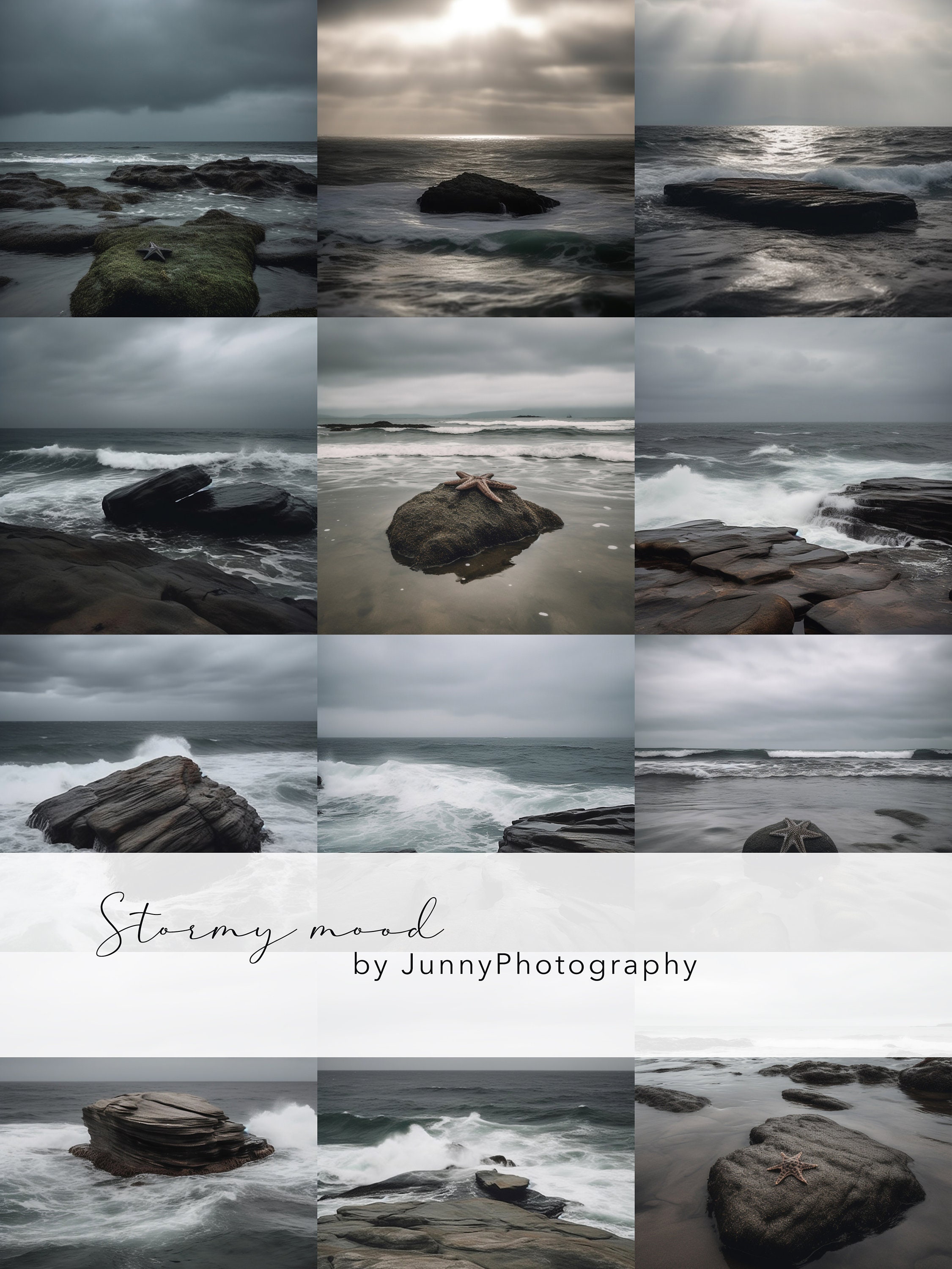 12 Stormy Moody Sea Digital Background for Photoshop, Fine Art Texture ...