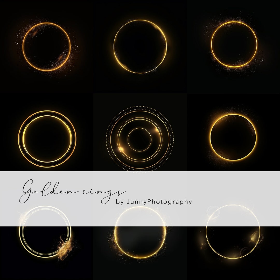 9 Golden Rings Overlay for Photoshop, Photography Background, Fine Art ...