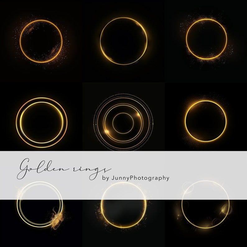 9 Golden Rings Overlay for Photoshop, Photography Background, Fine Art ...