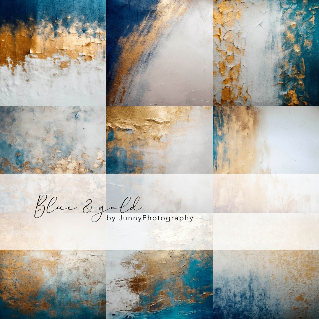 9 Gold and Blue Overlay for Photoshop, Photography Background, Fine Art ...