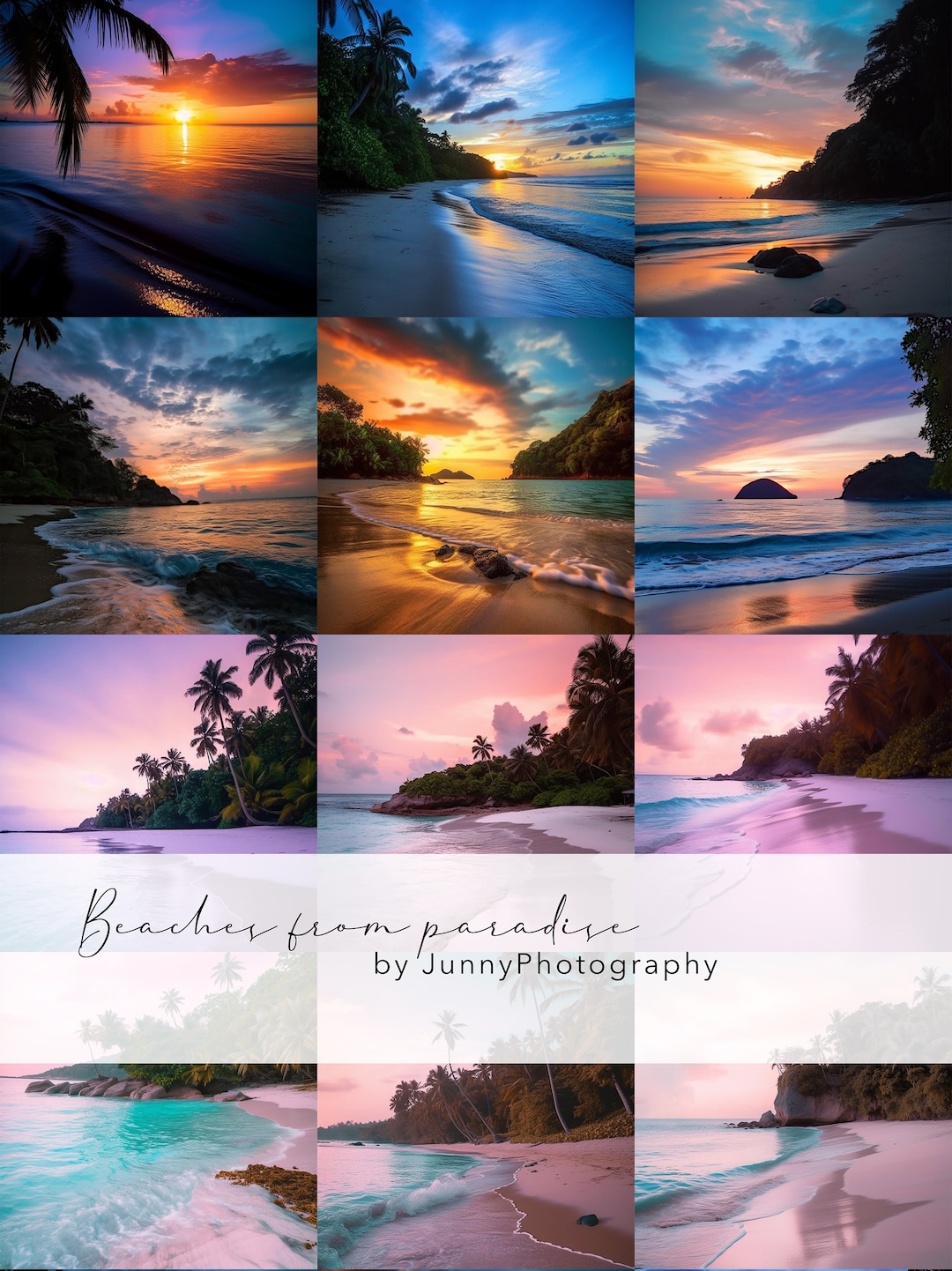 12 Tropical Beaches Digital Background for Photoshop, Photography ...