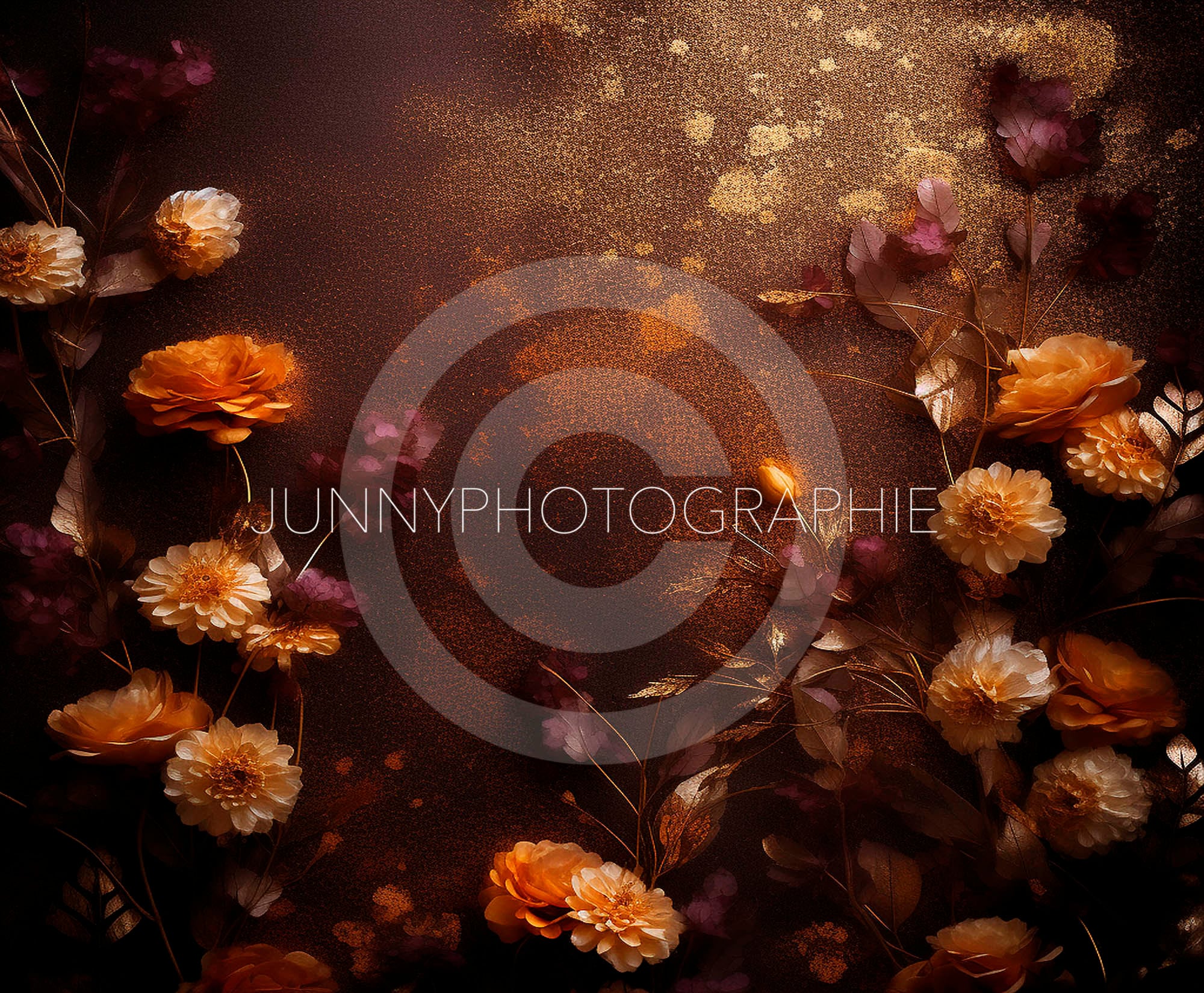 12 Floral Gold and Brown Overlay for Photoshop, Photography Background ...