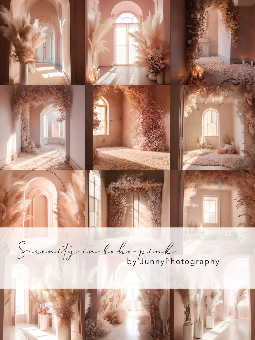12 Floral Pink Decor Digital Background for Photoshop, Fine Art Texture ...