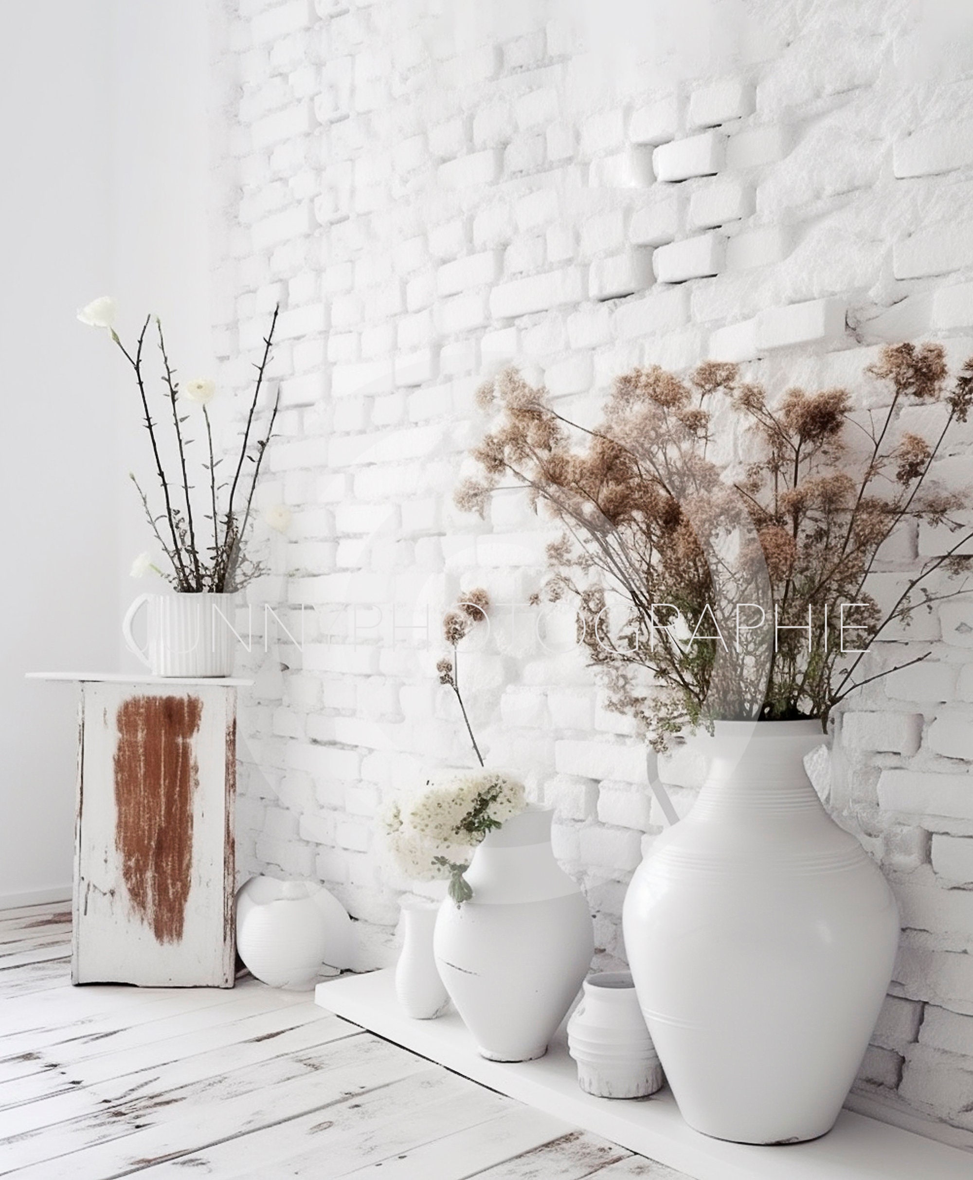 12 Boho White Room Digital Background for Photoshop, Photography ...