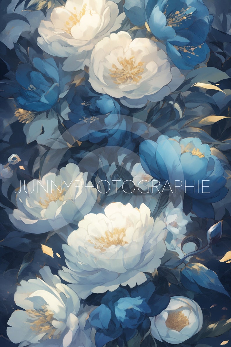 12 Blue Floral Decor Digital Background for Photoshop for Blue Lovers ...