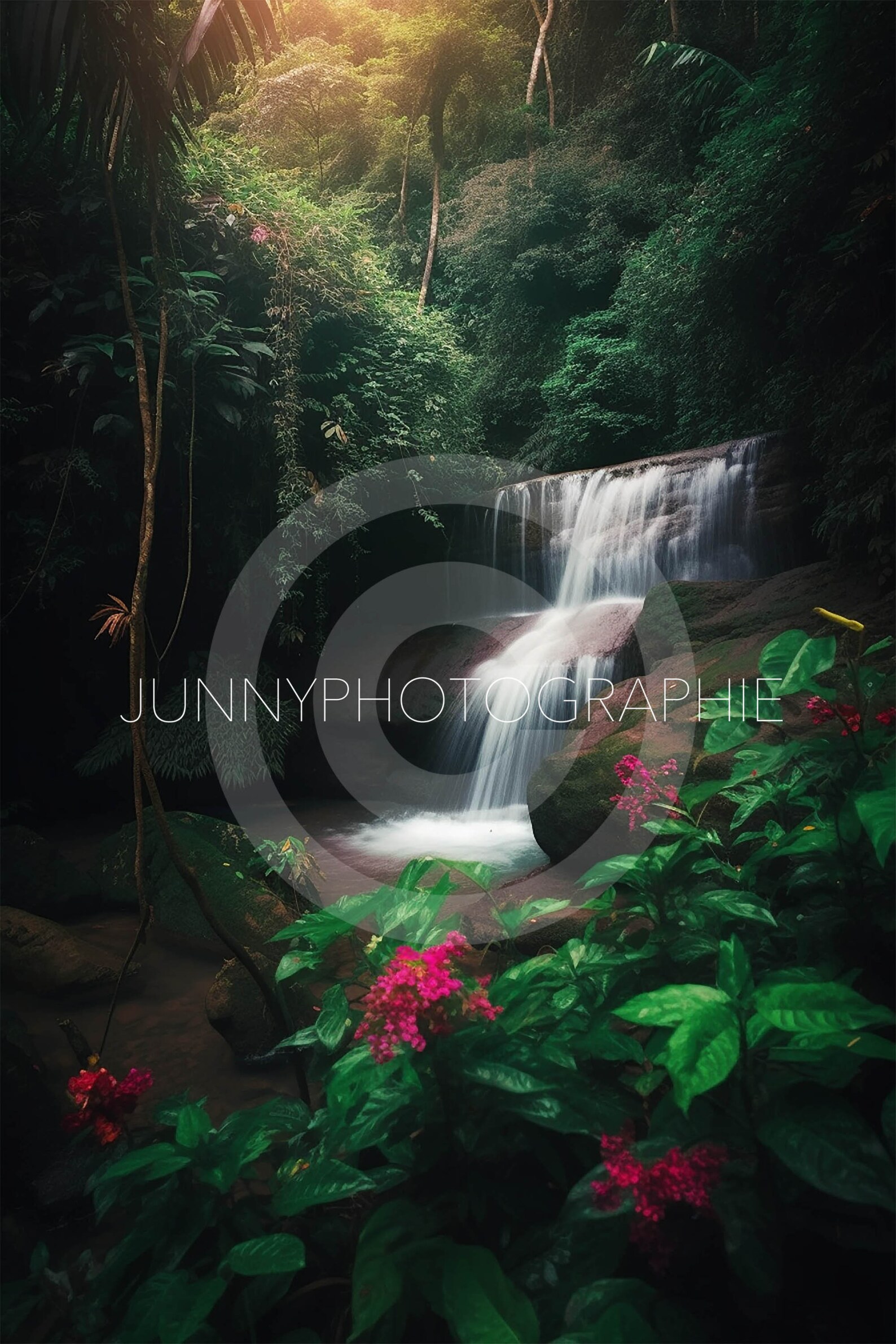 12 Tropical Waterfalls Digital Background for Photoshop, Photography ...