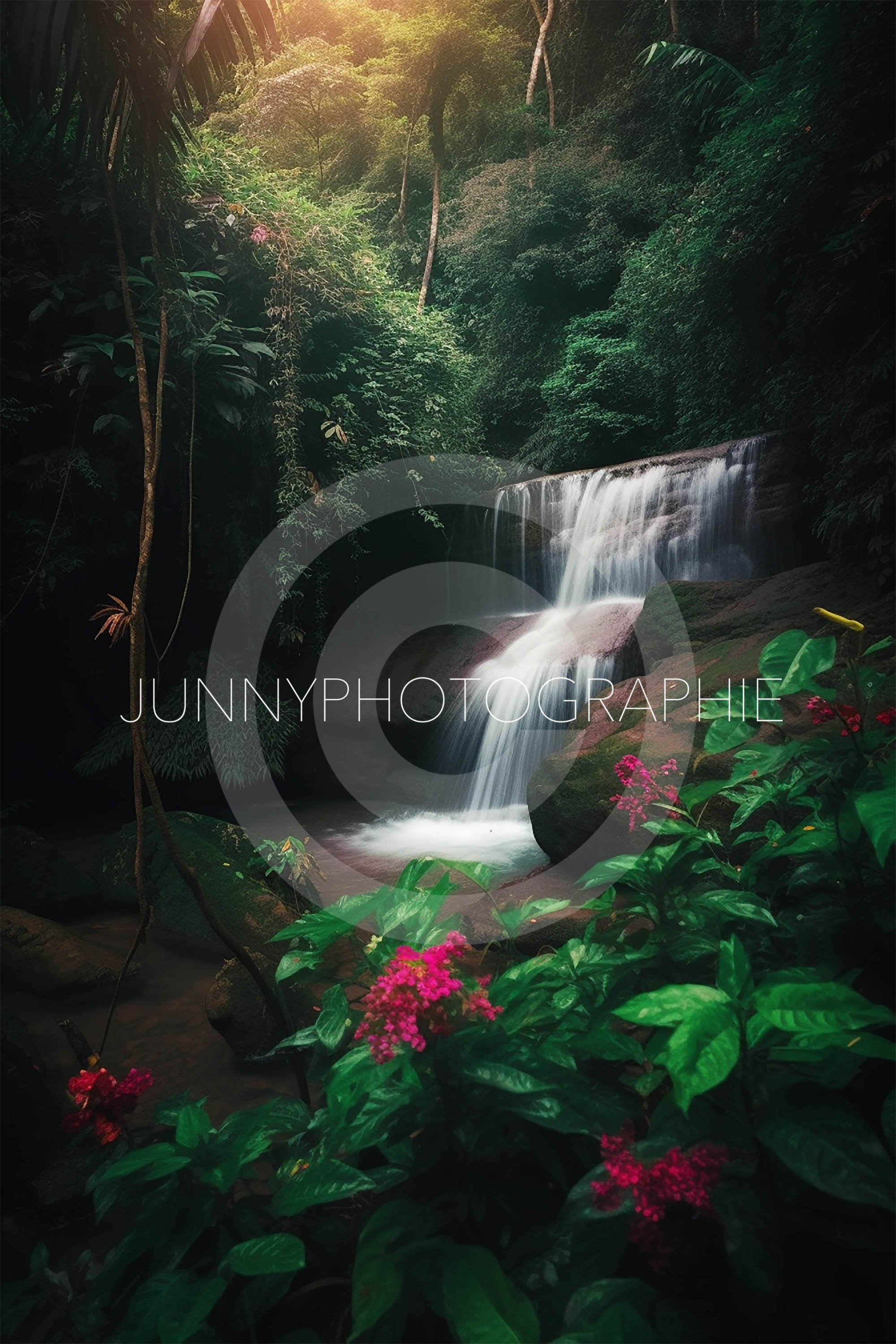 12 Tropical Waterfalls Digital Background for Photoshop, Photography ...