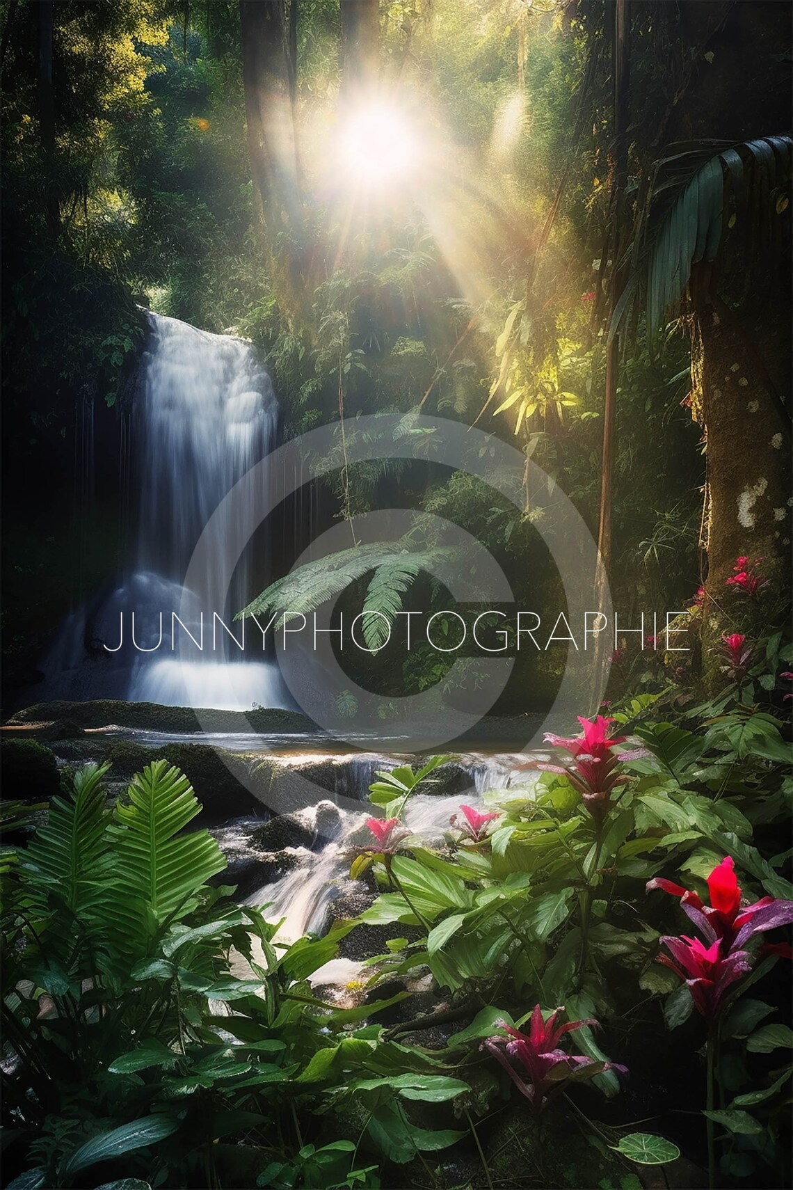 12 Tropical Waterfalls Digital Background for Photoshop, Photography ...