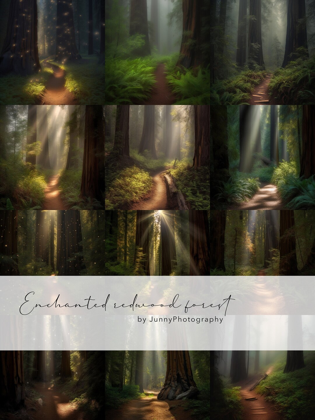 12 Redwood Forest Digital Background for Photoshop, Fine Art Texture ...