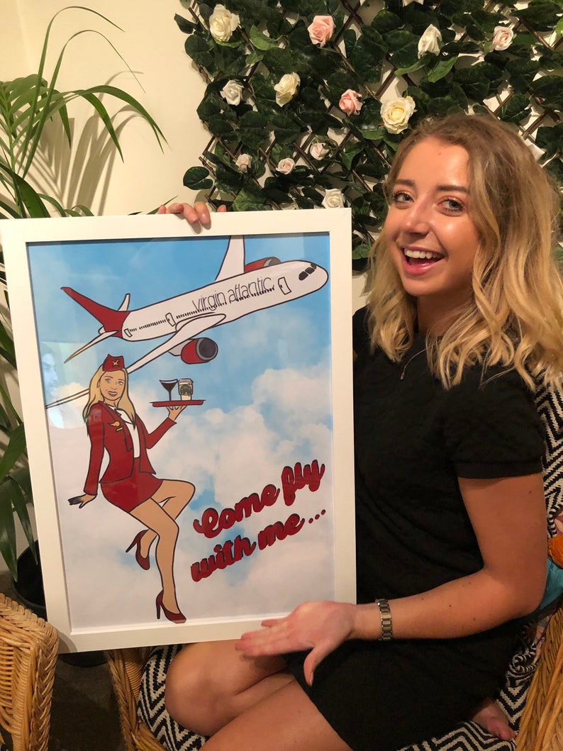 Personalised Custom Cabin Crew Portrait Print - Any Airline - New Job ...