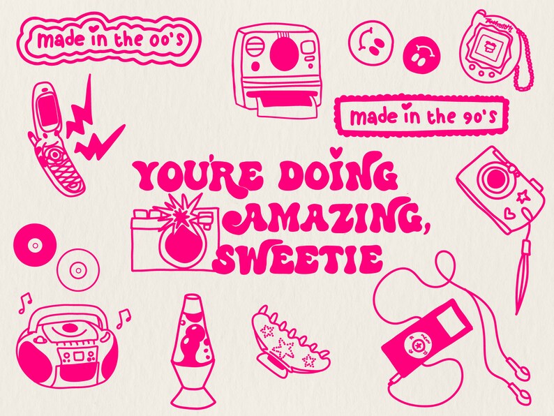 90s 00s Birthday SVG Pack | Y2K Party Clipart, Throwback, Millennial ...