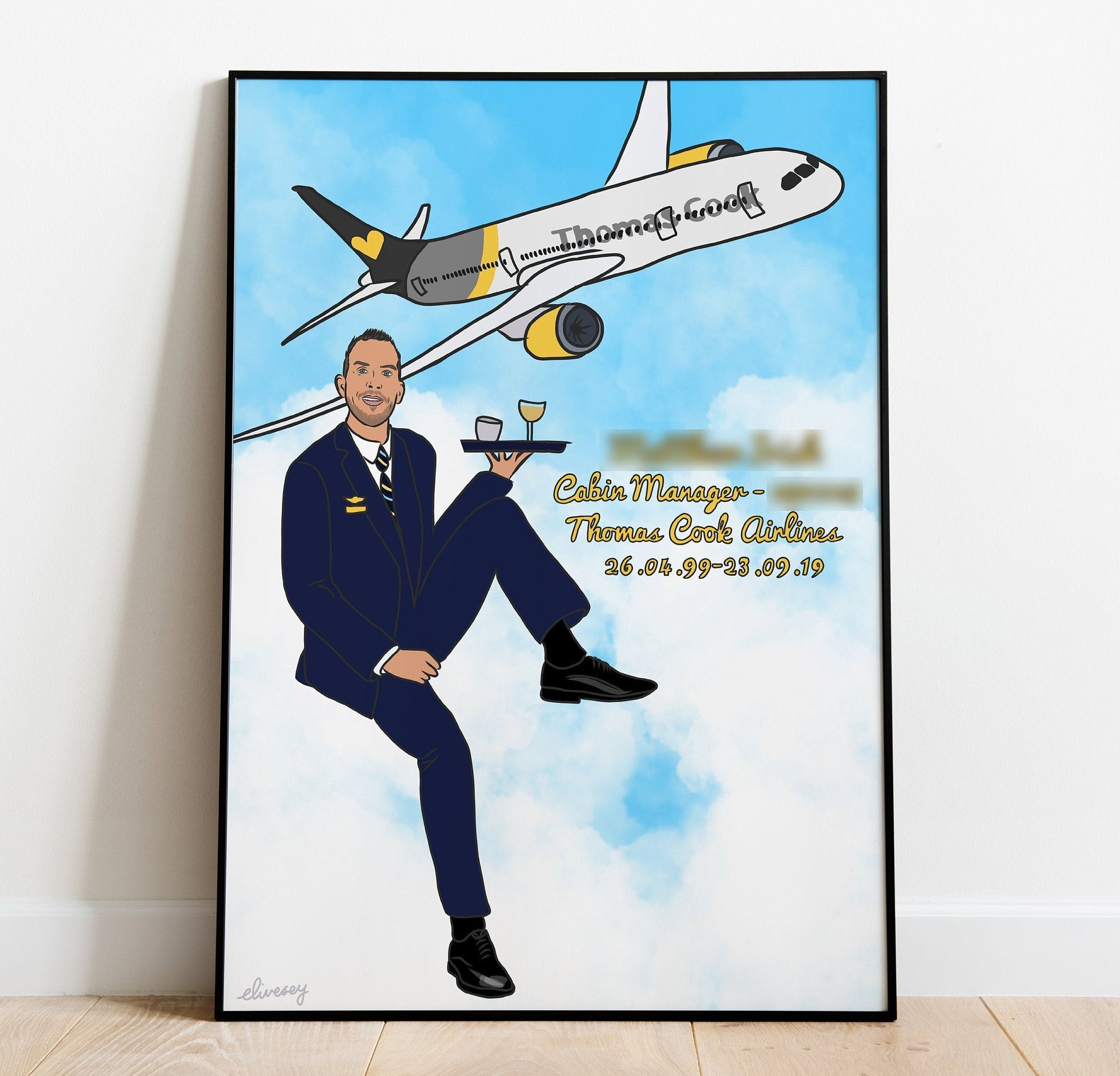Personalised Custom Cabin Crew Portrait Print - Any Airline - New Job ...