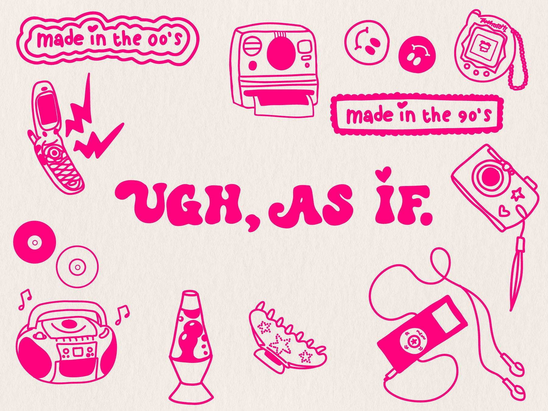 90s 00s Birthday SVG Pack | Y2K Party Clipart, Throwback, Millennial ...