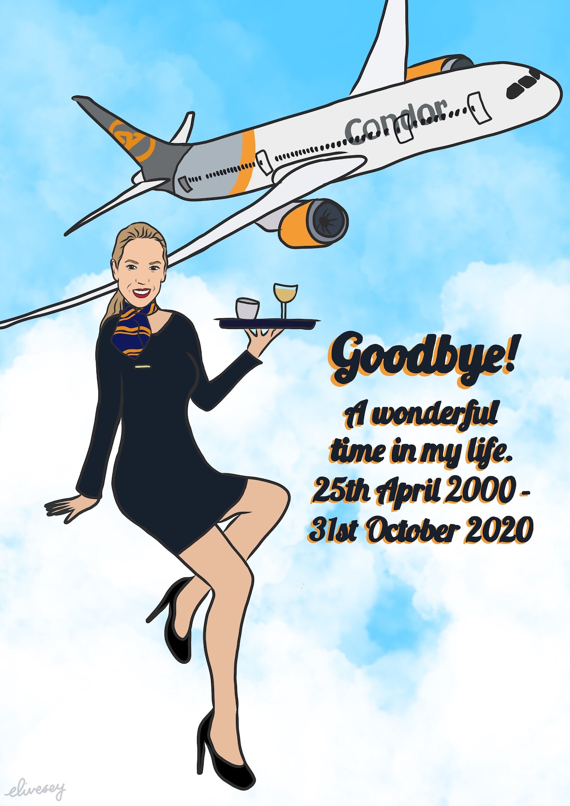 Personalised Custom Cabin Crew Portrait Print - Any Airline - New Job ...