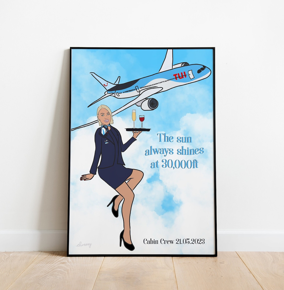 Personalised Custom Cabin Crew Portrait Print - Any Airline - New Job ...