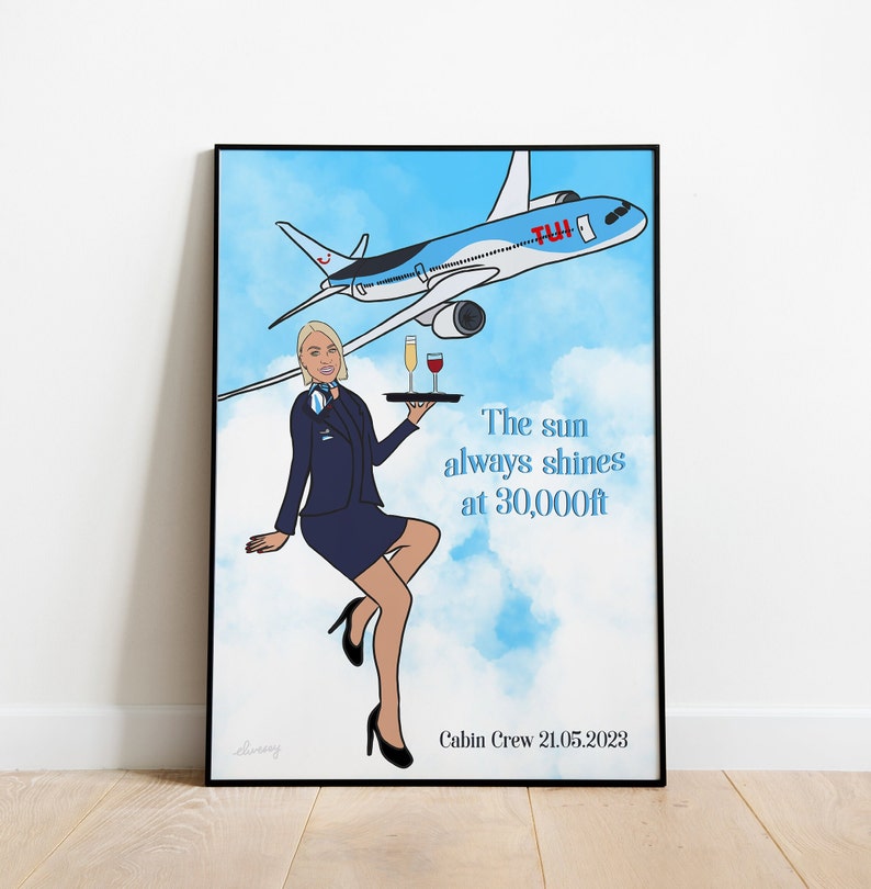 Personalised Custom Cabin Crew Portrait Print - Any Airline - New Job ...