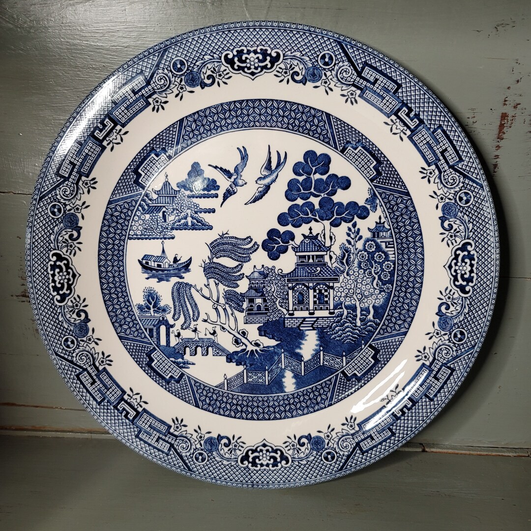 Churchill Blue Willow 12 3/4" Round Platter - Etsy