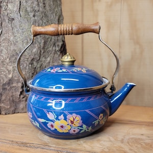 Blue Enamel Teapot - Etsy