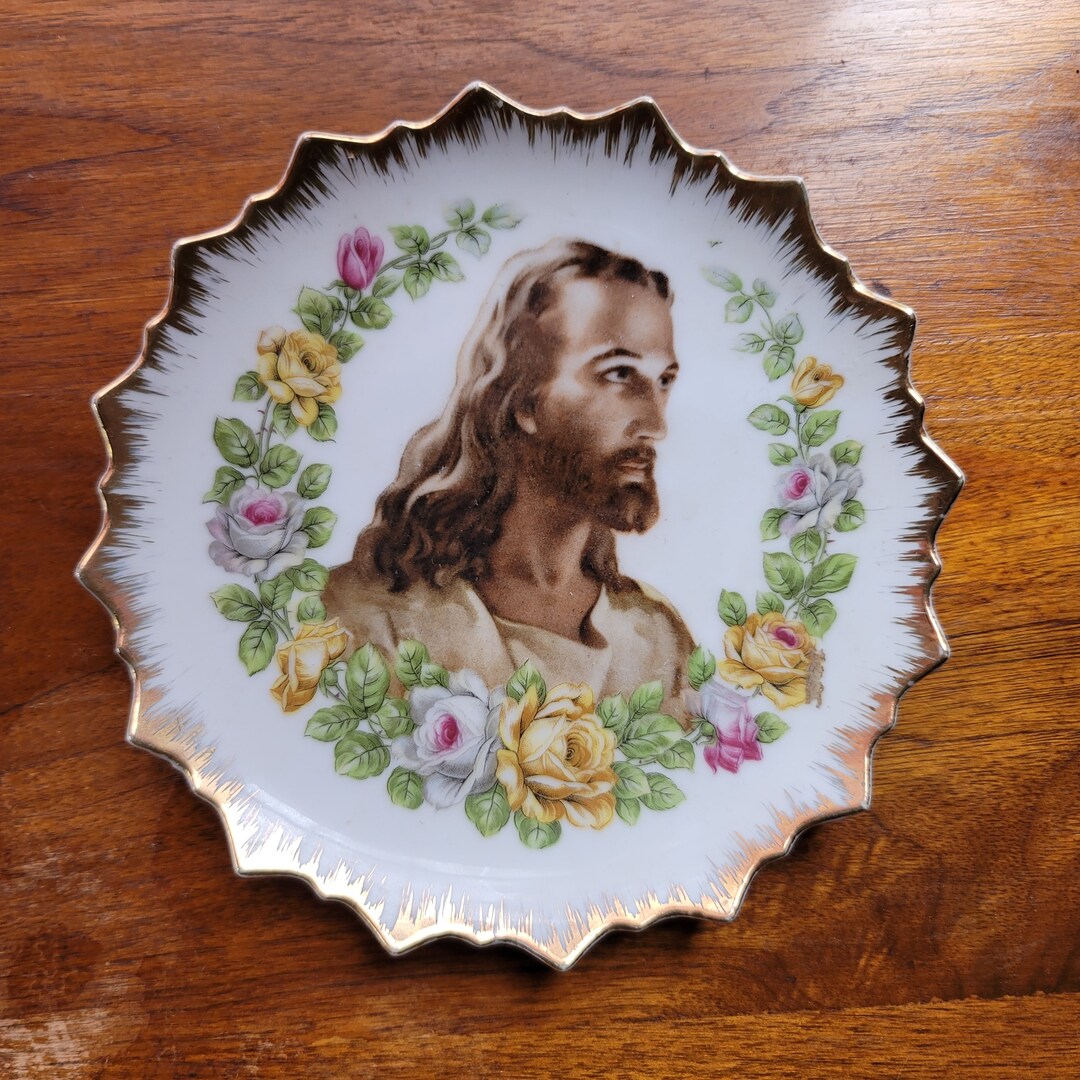 Jesus Vintage Hanging Plate With Gold Detail - Etsy
