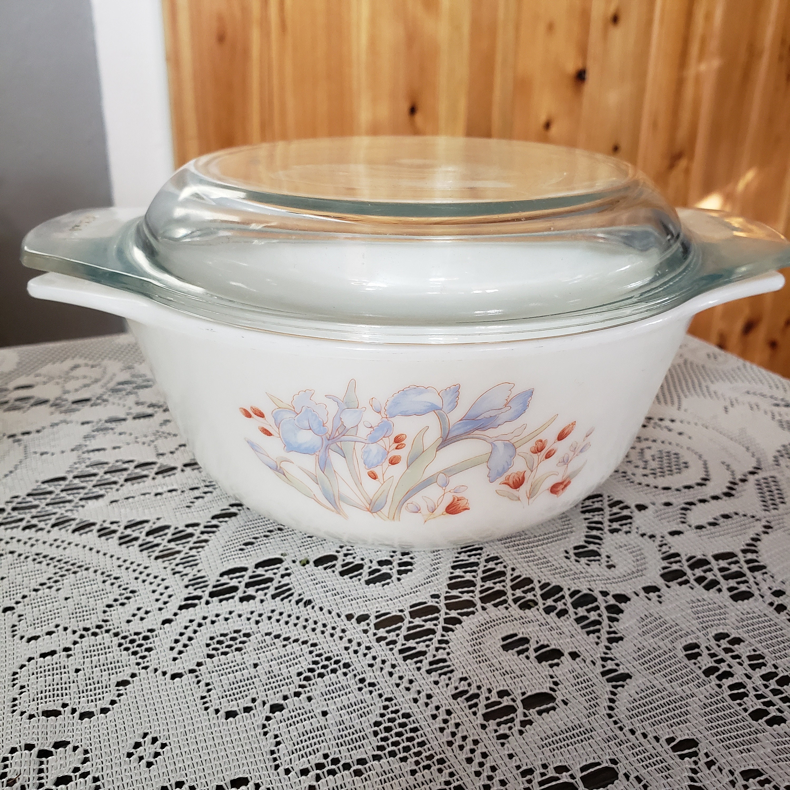 Pyrex England Blue Iris Casserole Dish | Etsy