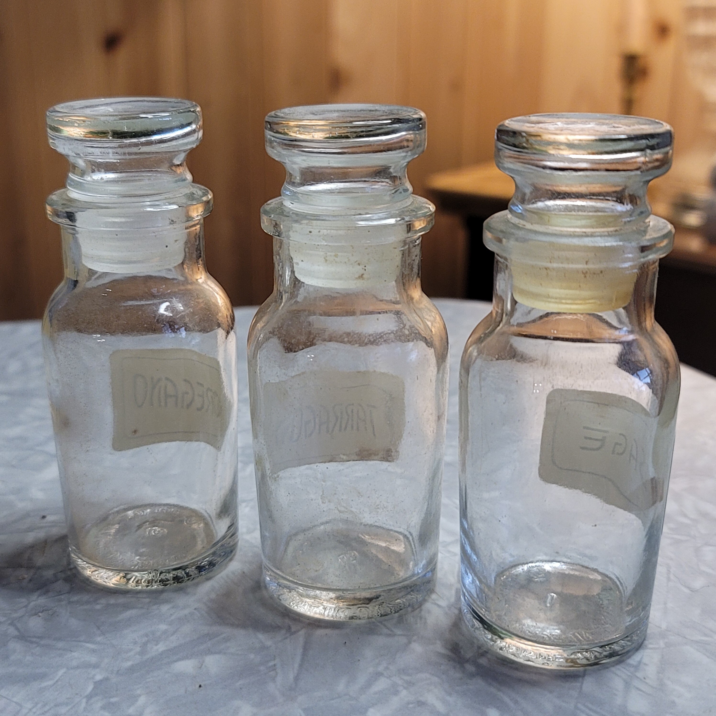 Set of Three Stoppered Glass Herb Bottles - Etsy